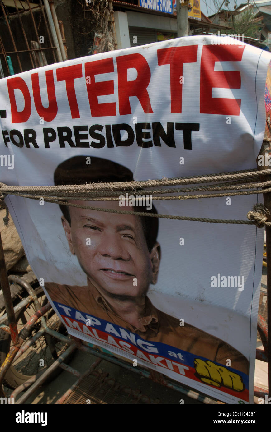 Election time in Philippines 2016, campaign poster of Rodrigo Duterte ...