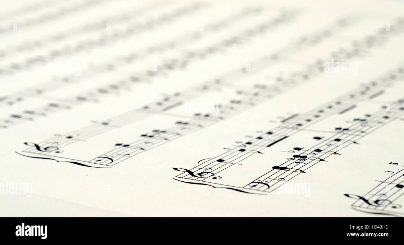 Close up of Music score background : piano notes Stock Photo - Alamy