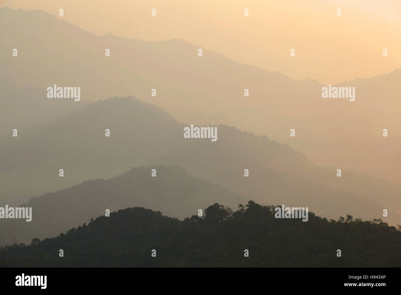 View over the Himalayas from Sarankot at sunrise. Nepal Stock Photo - Alamy