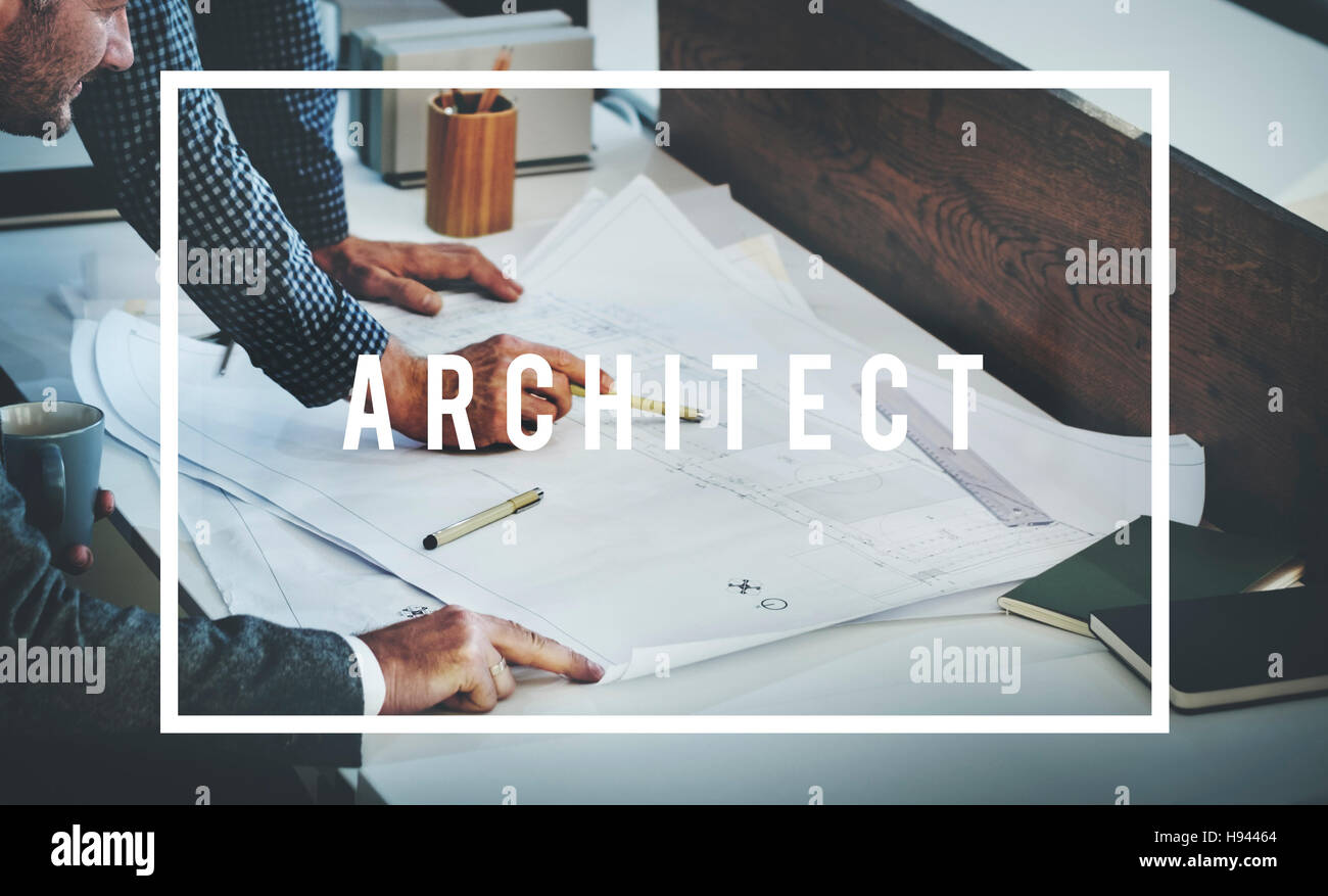 Architect Blueprint Draft Idea Construction Concept Stock Photo - Alamy