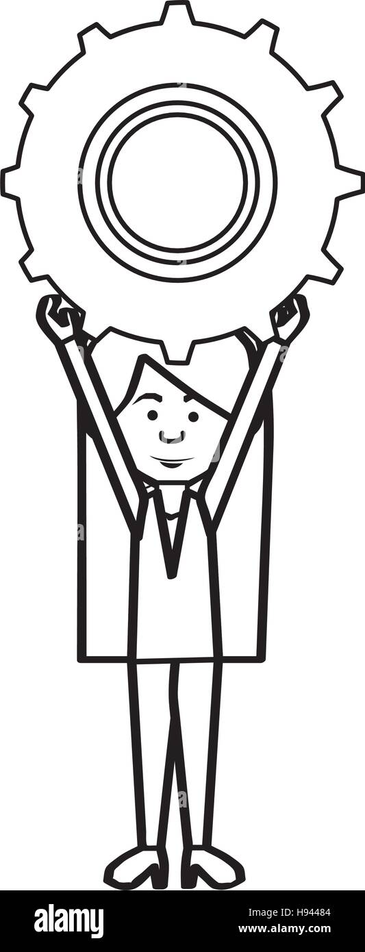 Gear person icon image Black and White Stock Photos & Images - Alamy