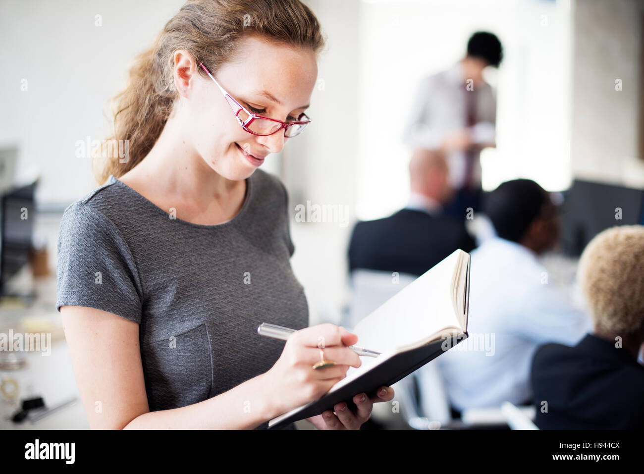 Business Woman Secretary Writing Information Concept Stock Photo - Alamy