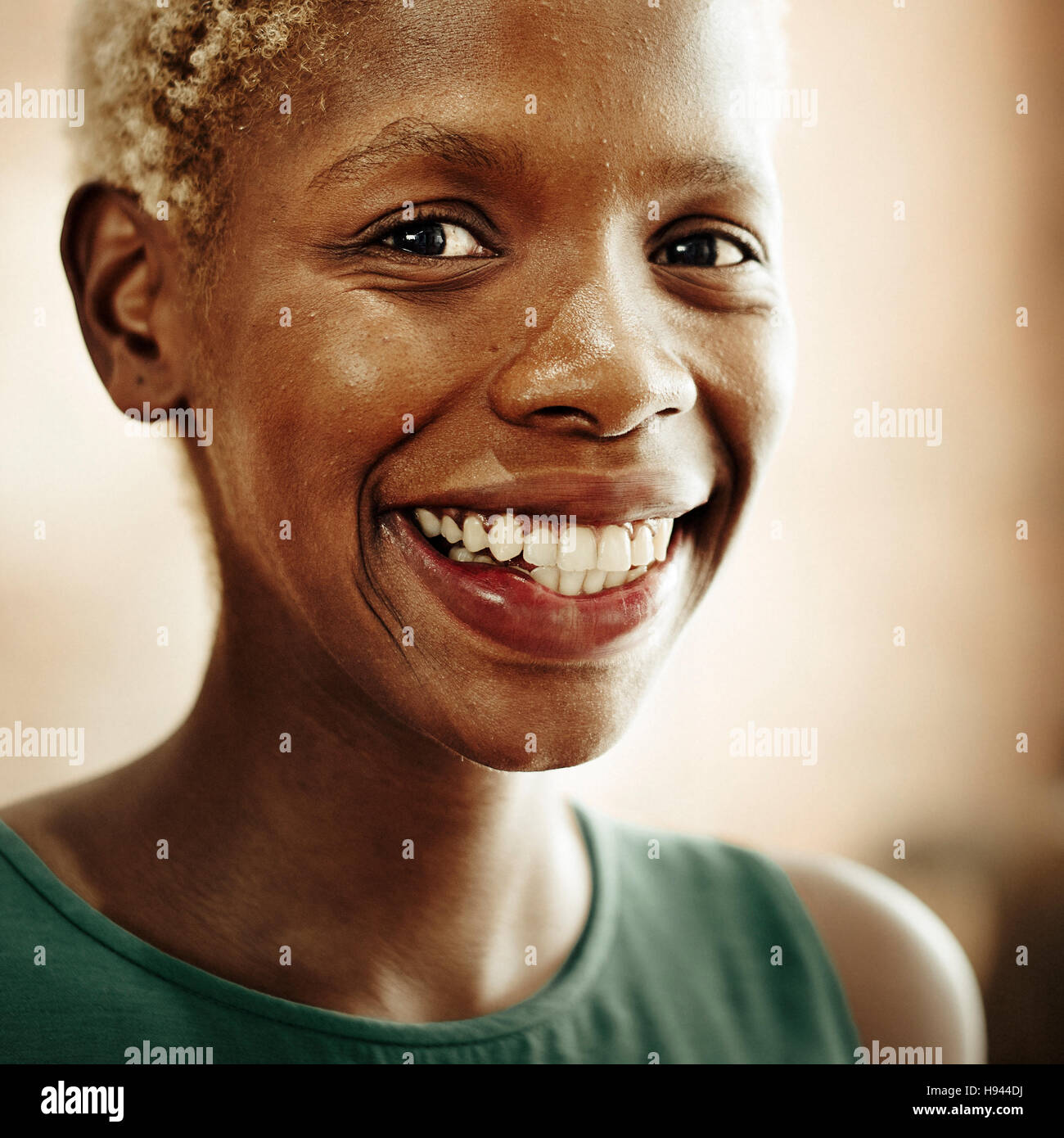 African Woman Happiness Smiling Cheerful Optimistic Concept Stock Photo ...