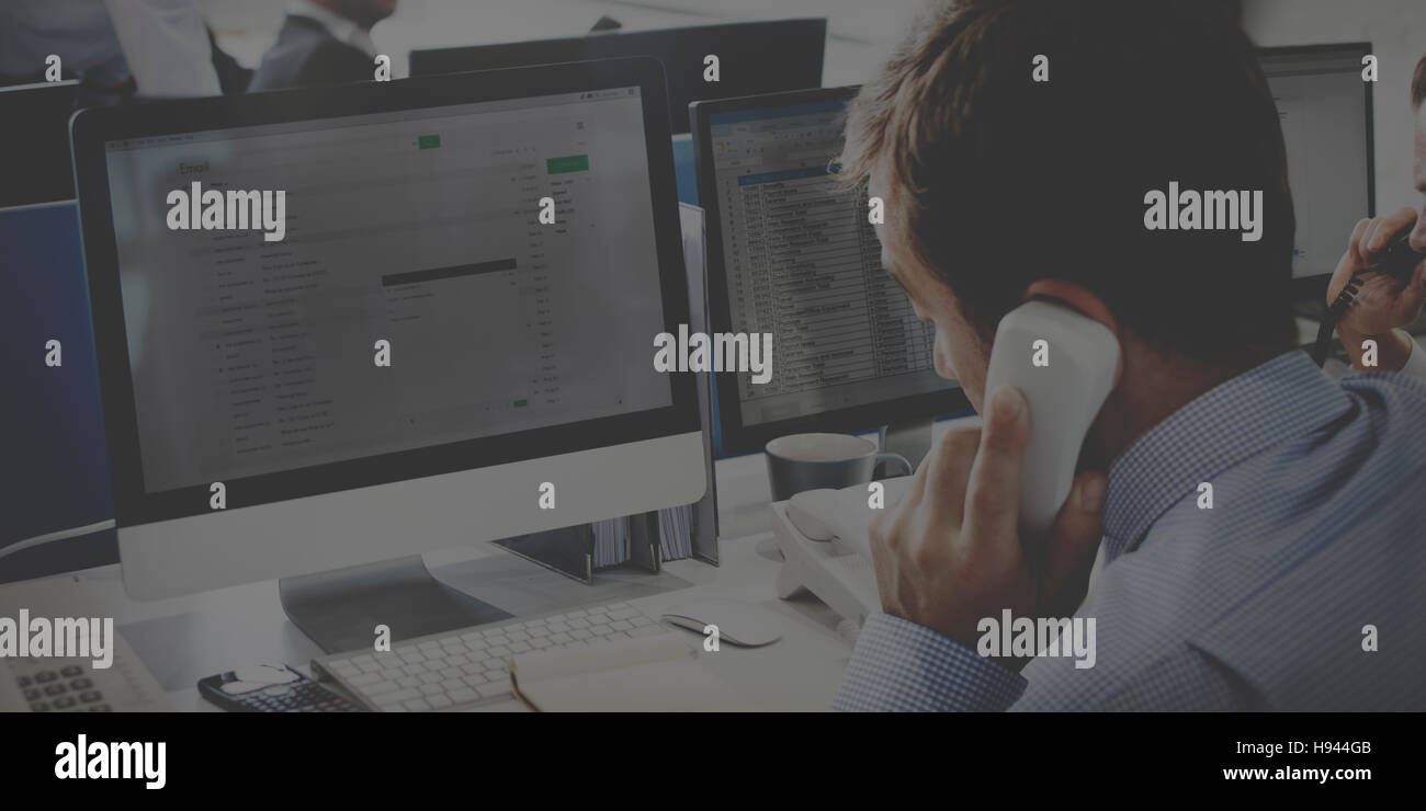 Businessman Operator Calling Working Concept Stock Photo - Alamy