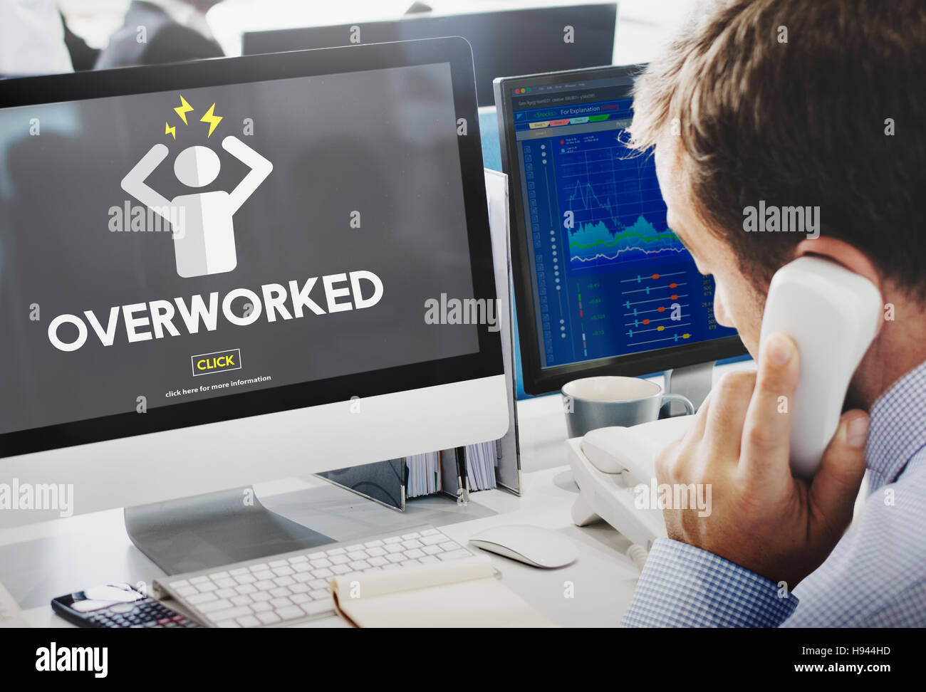 Overworked Depression Emotion Exhaust Problem Concept Stock Photo - Alamy