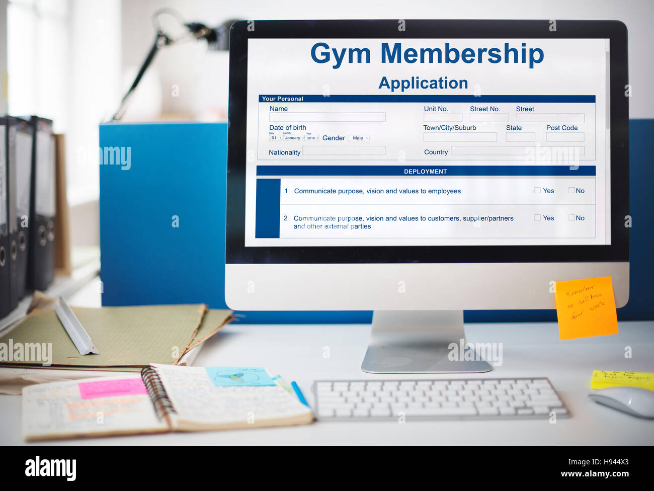 Gym Membership Application Form Request Concept Stock Photo - Alamy