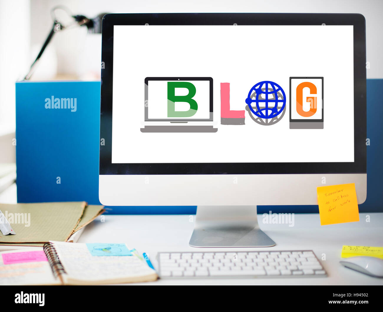 Blog Social Media Article Word Style Concept Stock Photo - Alamy