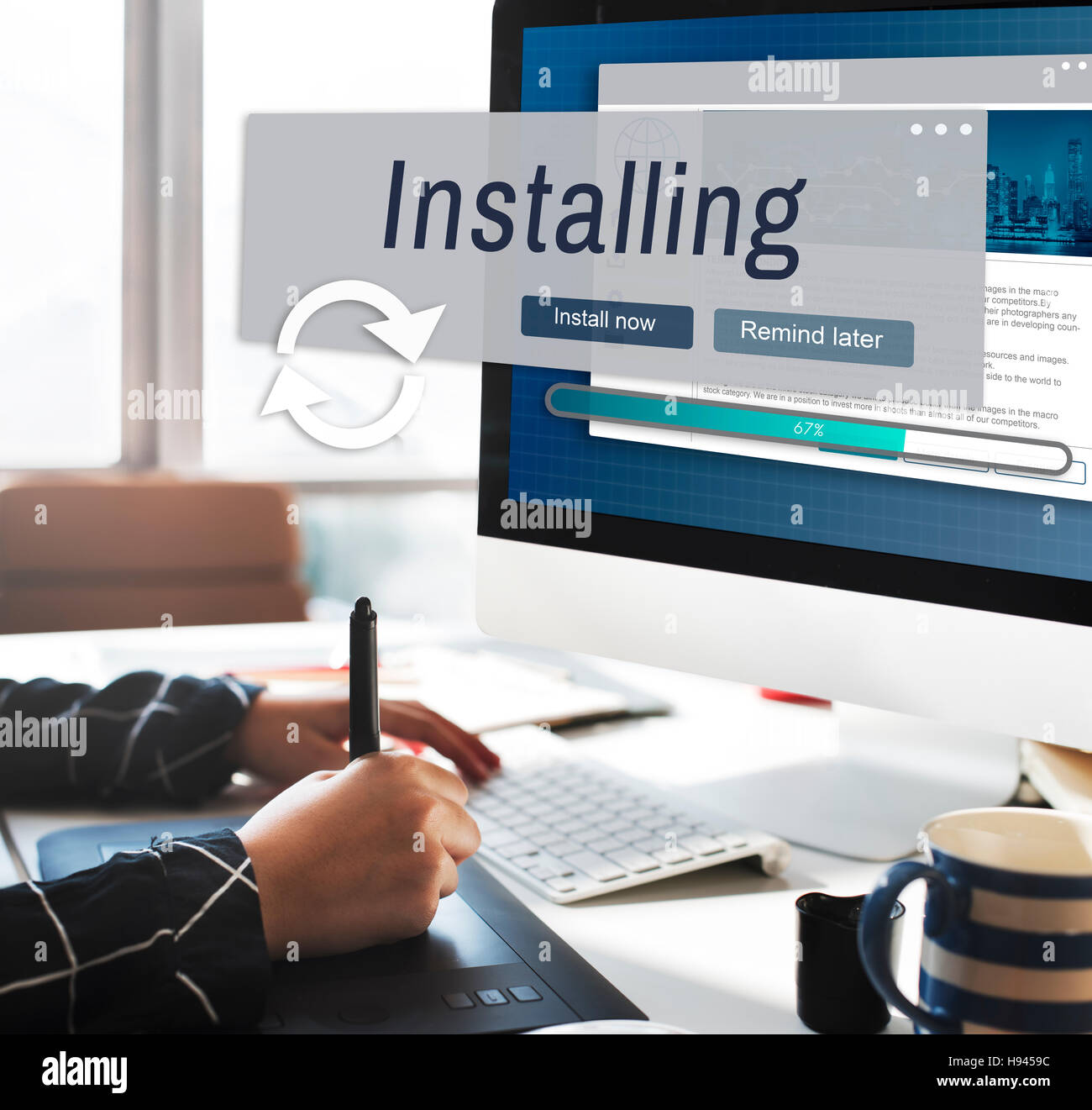 Installing Install Manual Privacy Support Setup Concept Stock Photo - Alamy