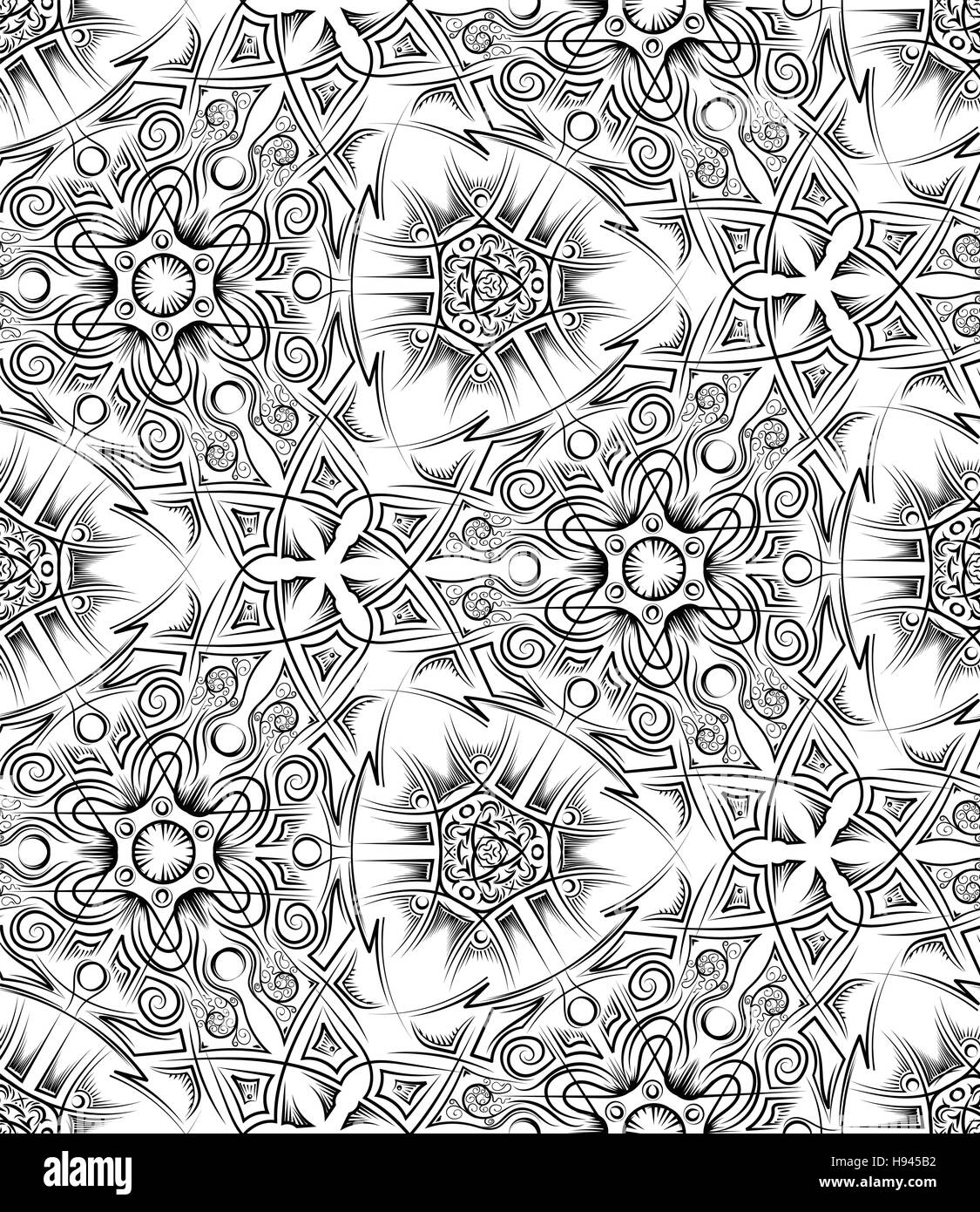 abstract black and white ethnic seamless pattern. Pagan ornament ...