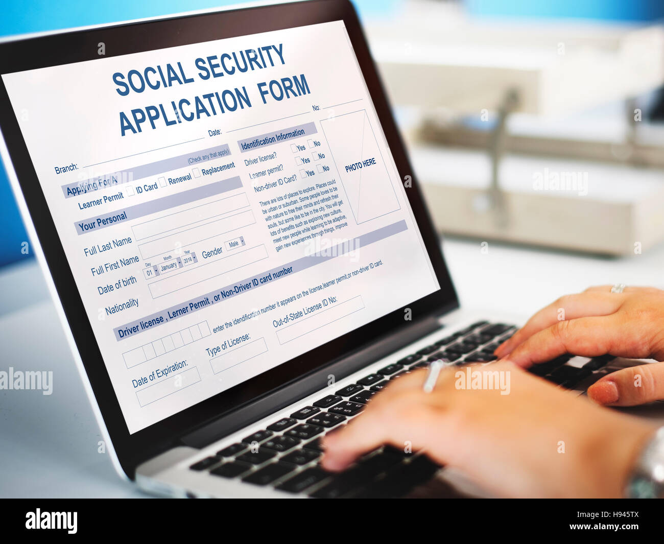 Social Security Application Form Concept Stock Photo - Alamy