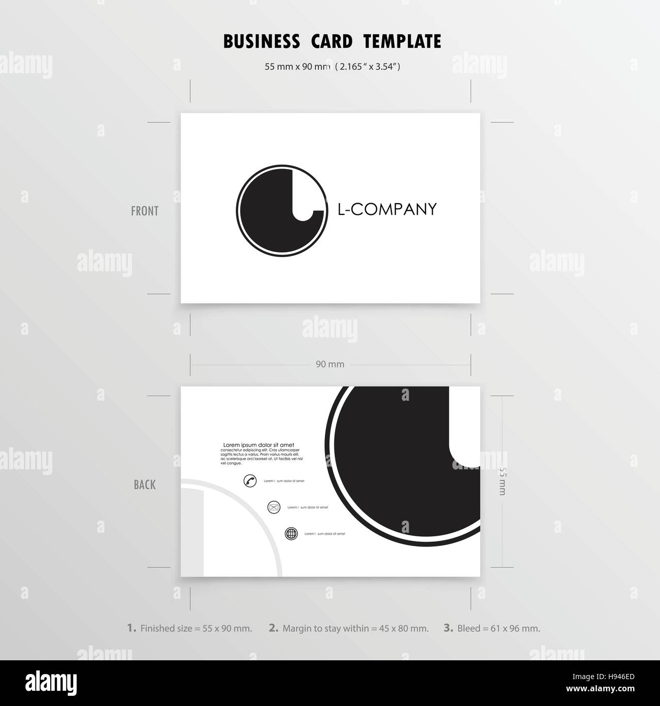 Business Cards Design Template. Name Cards Symbol. Size 55 mm x 90 mm ...
