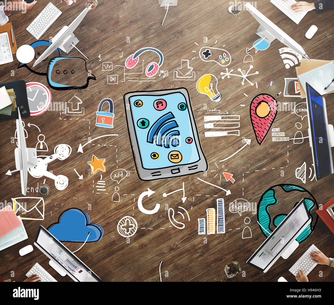 Social Media Networking Communication Connecting Concept Stock Photo ...