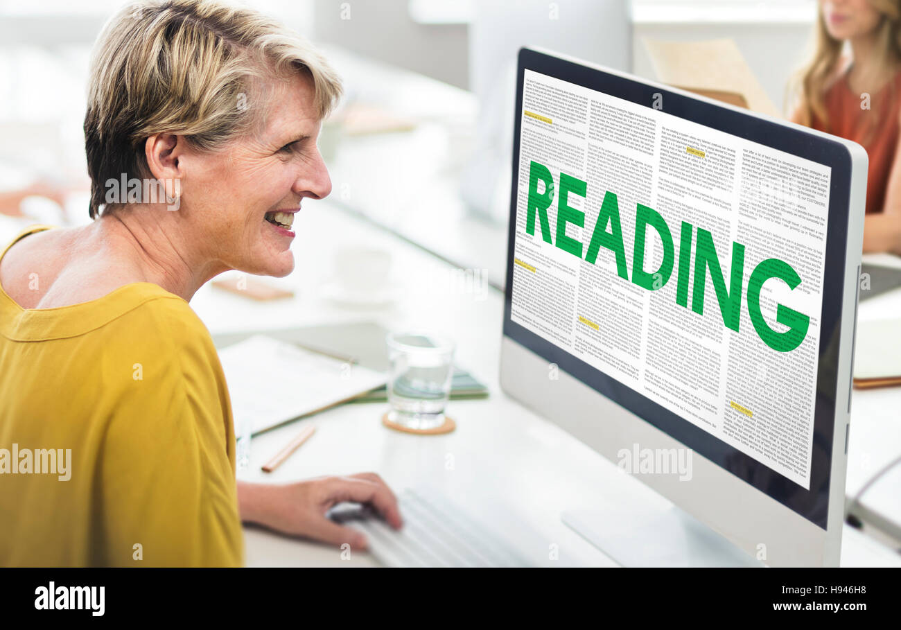 REading Newspaper Book Education Media Concept Stock Photo - Alamy