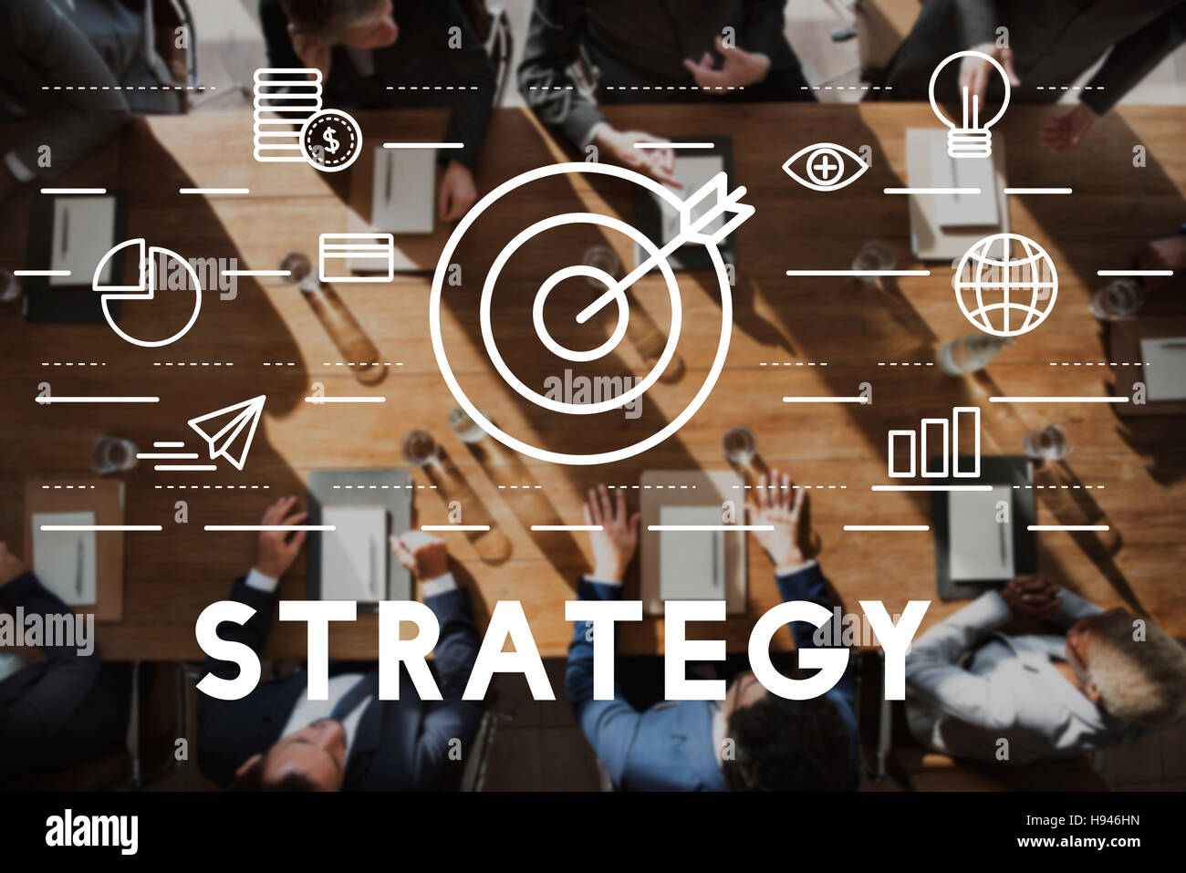 Strategy Target Mission Objective Graphics Concept Stock Photo - Alamy