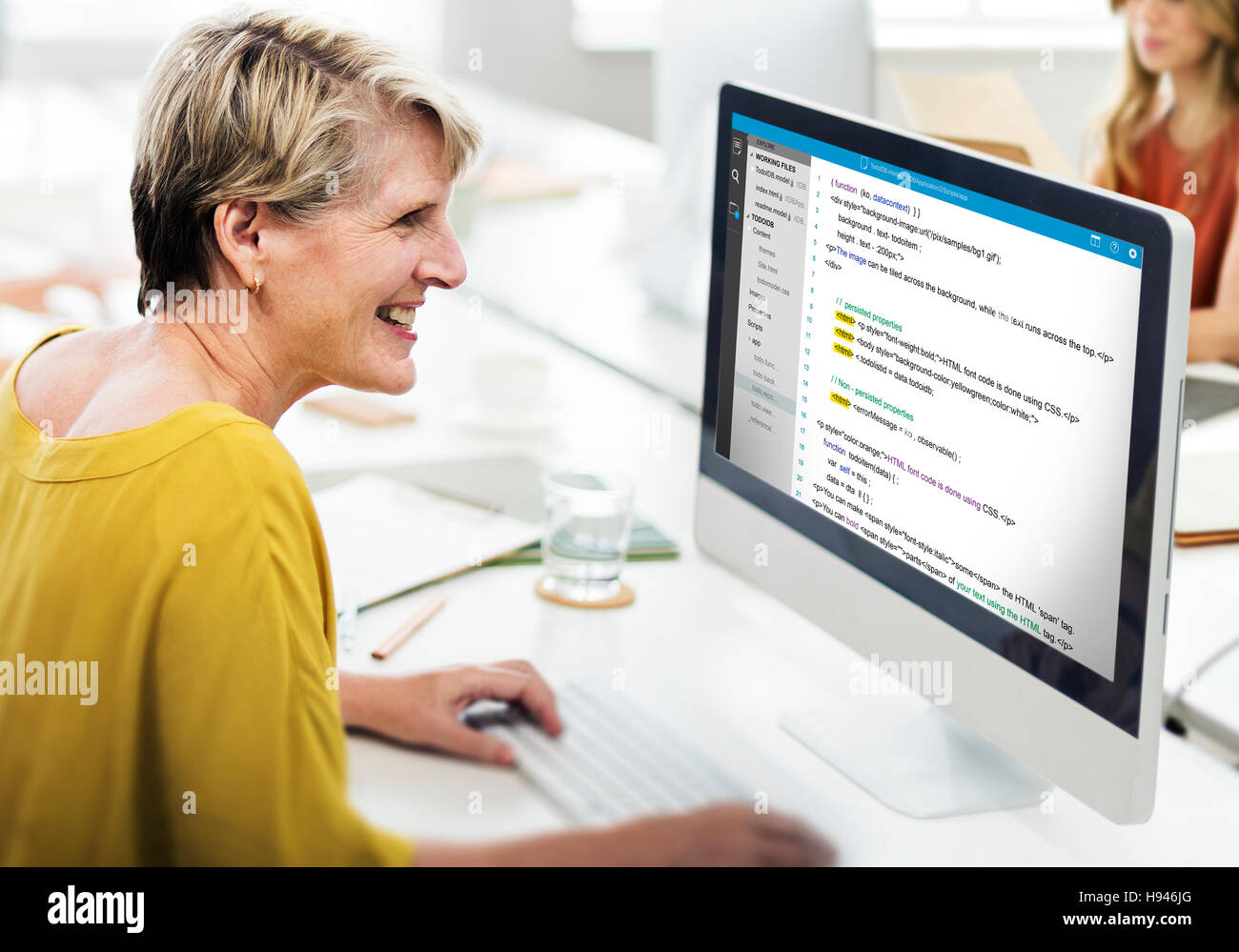 Woman hacker coding html programming hi-res stock photography and ...