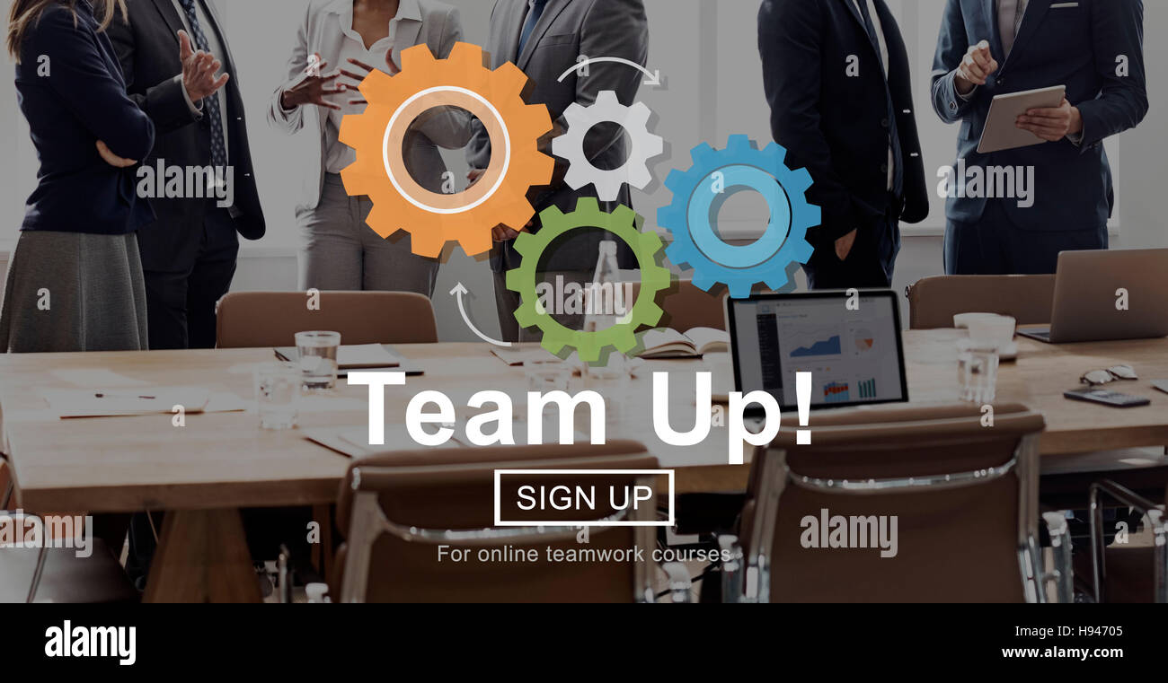 Team Up Teamwork Collaboration Togetherness Concept Stock Photo - Alamy