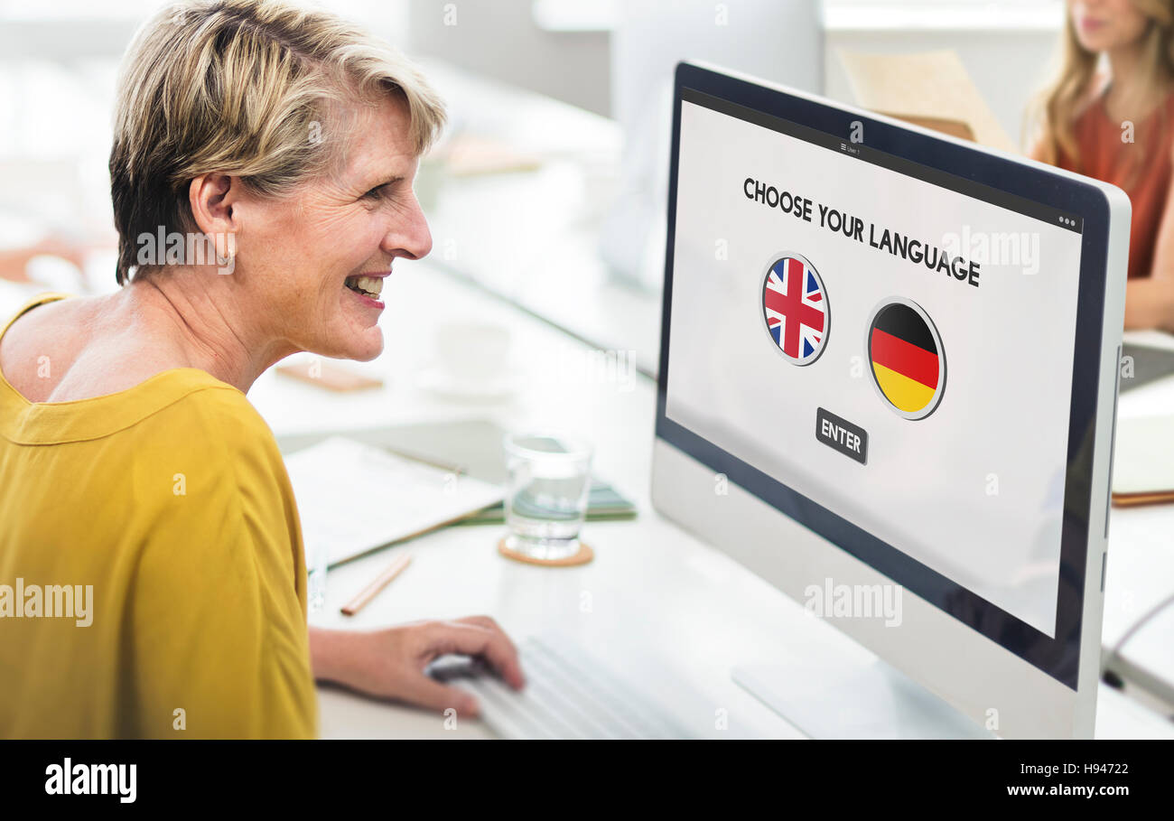 Language Dictionary English German Concept Stock Photo - Alamy