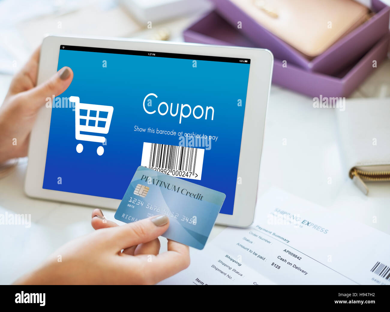 Coupon Purchase Order Discount Concept Stock Photo - Alamy