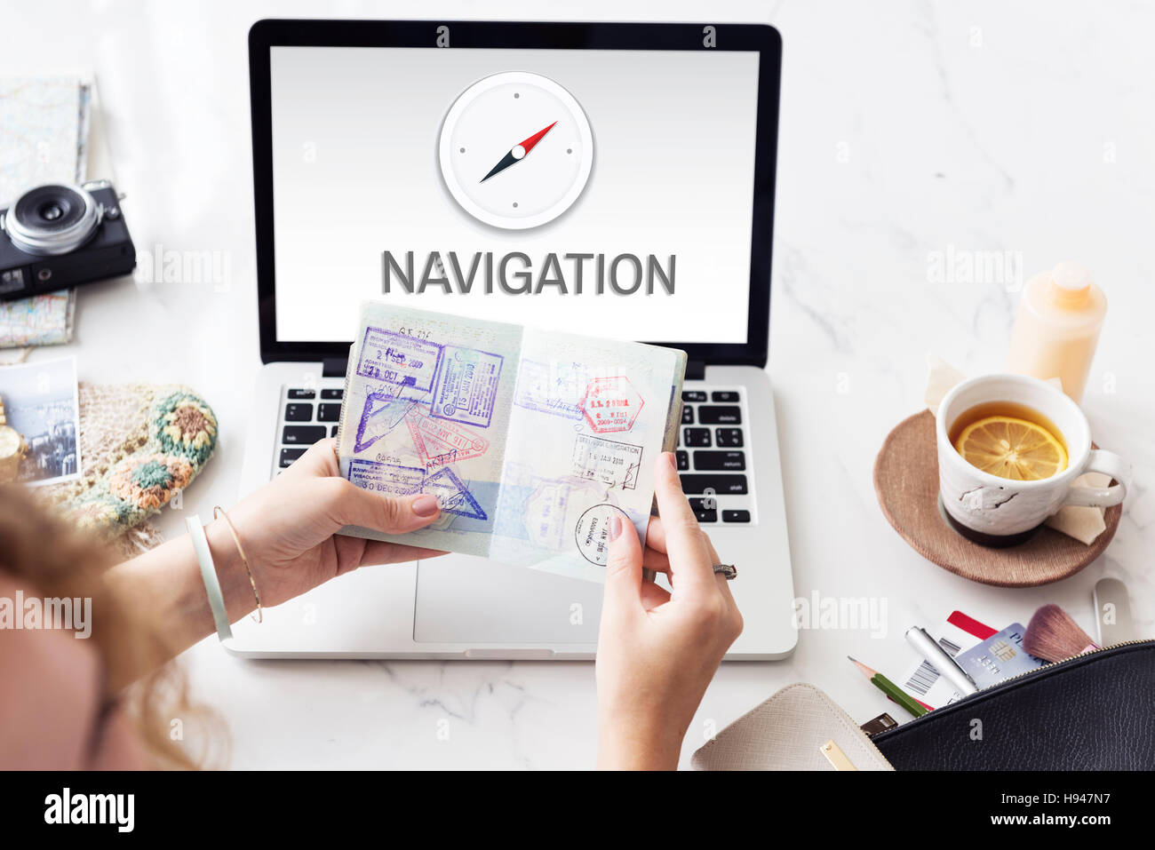 Navigation Destination Location GPS Map Concept Stock Photo - Alamy