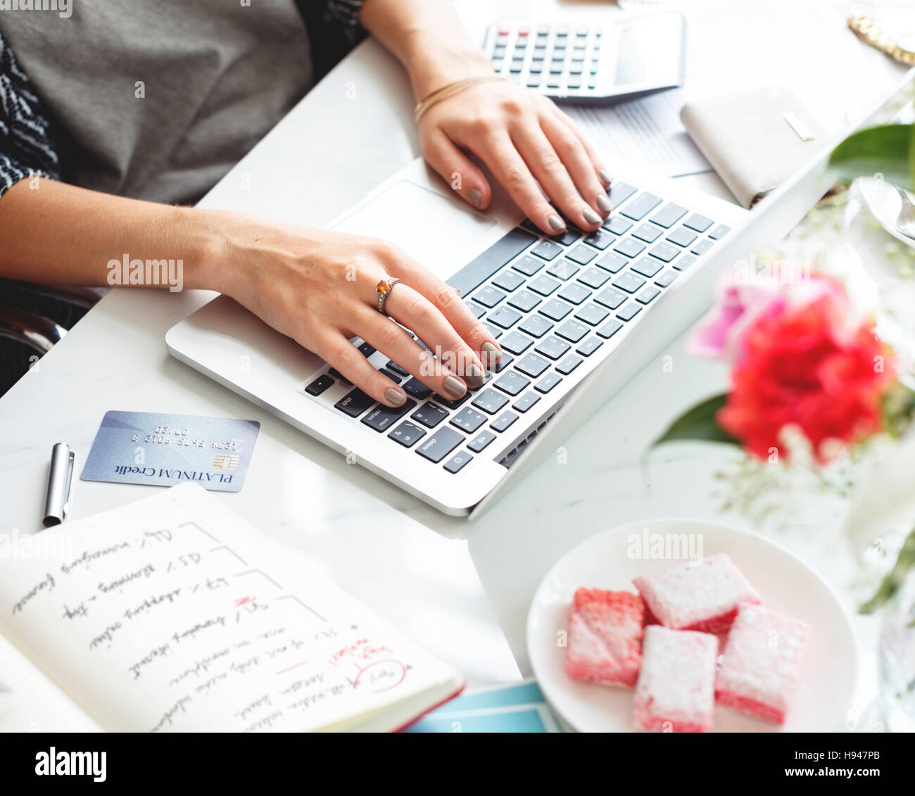 Workspace Laptop Analysis Technology Working Concept Stock Photo - Alamy