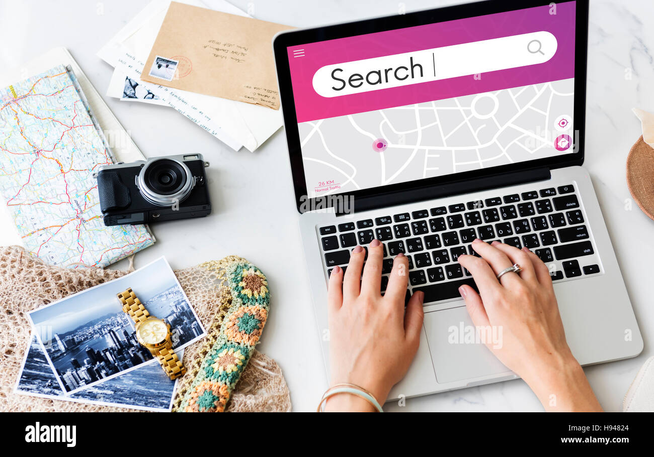 Search Destination Way Map Concept Stock Photo - Alamy