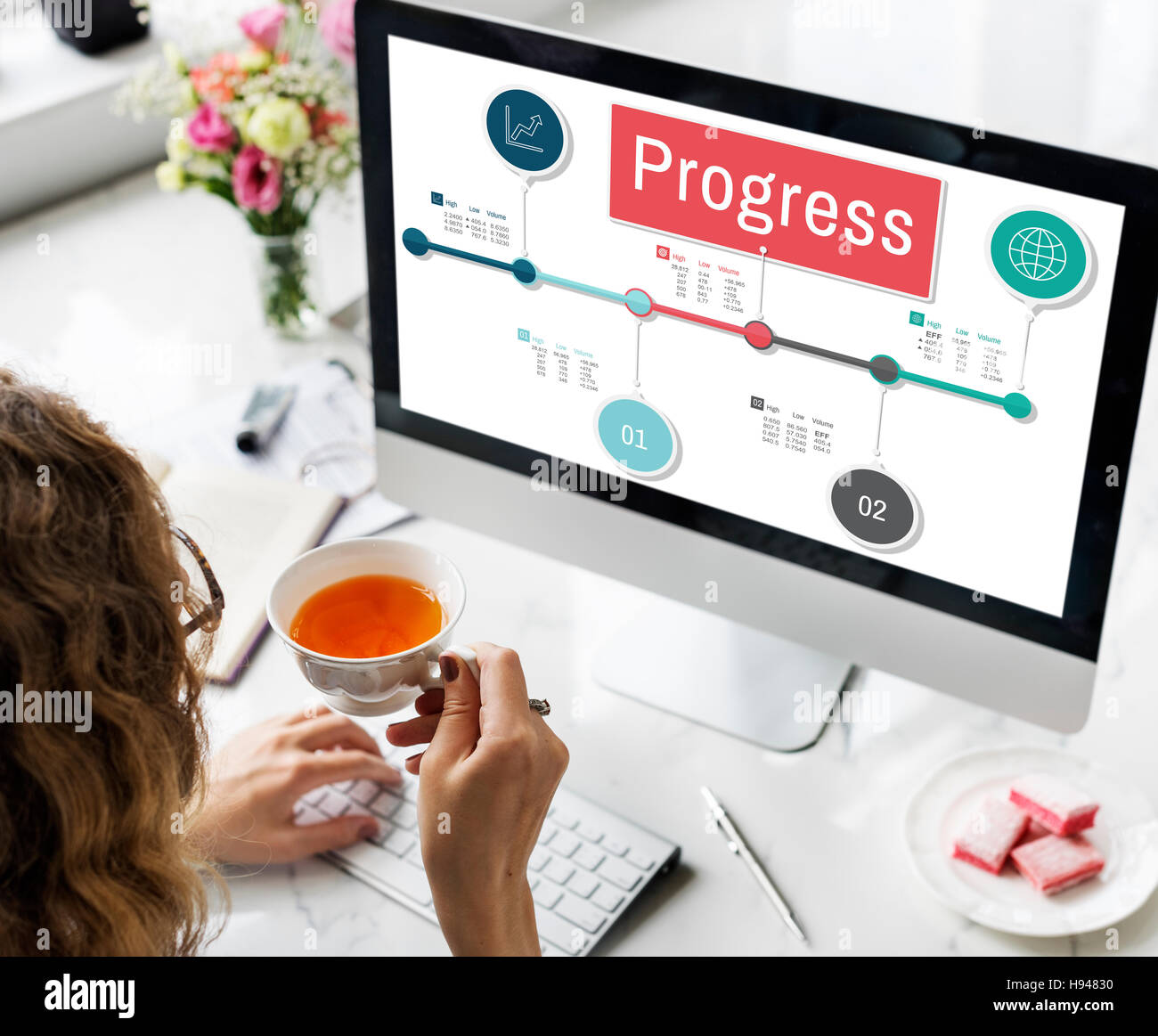 Progress Stock Figures Timeline Concept Stock Photo - Alamy