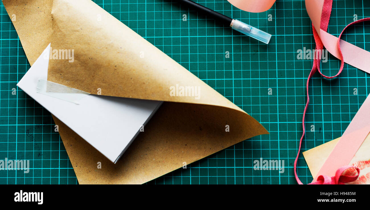 Gift Wrap Present Paper Cutter Handmade Grid Concept Stock Photo - Alamy