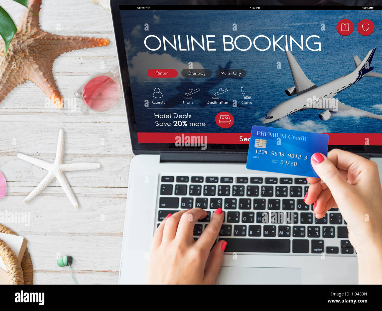 Air Ticket Flight Booking Concept Stock Photo - Alamy
