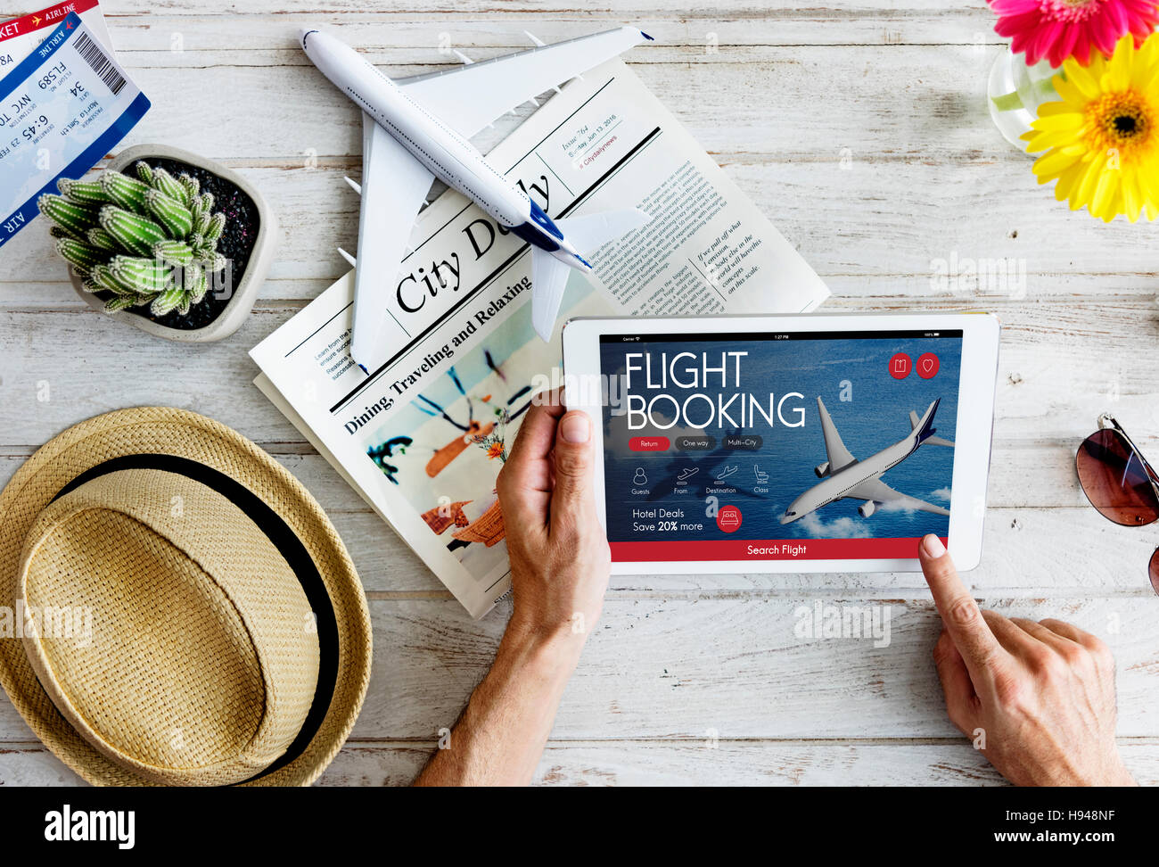 Air Ticket Flight Booking Concept Stock Photo - Alamy