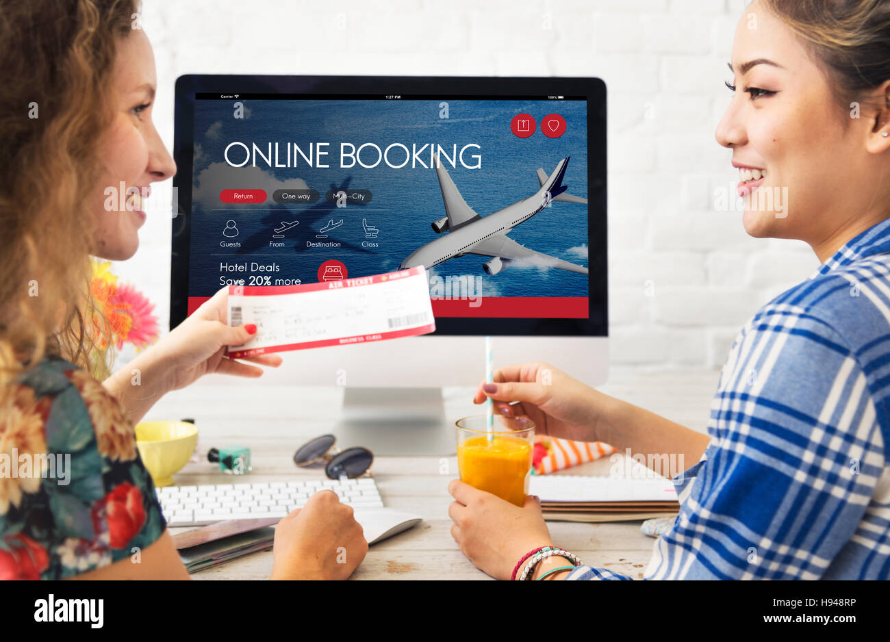 Air Ticket Flight Booking Concept Stock Photo - Alamy