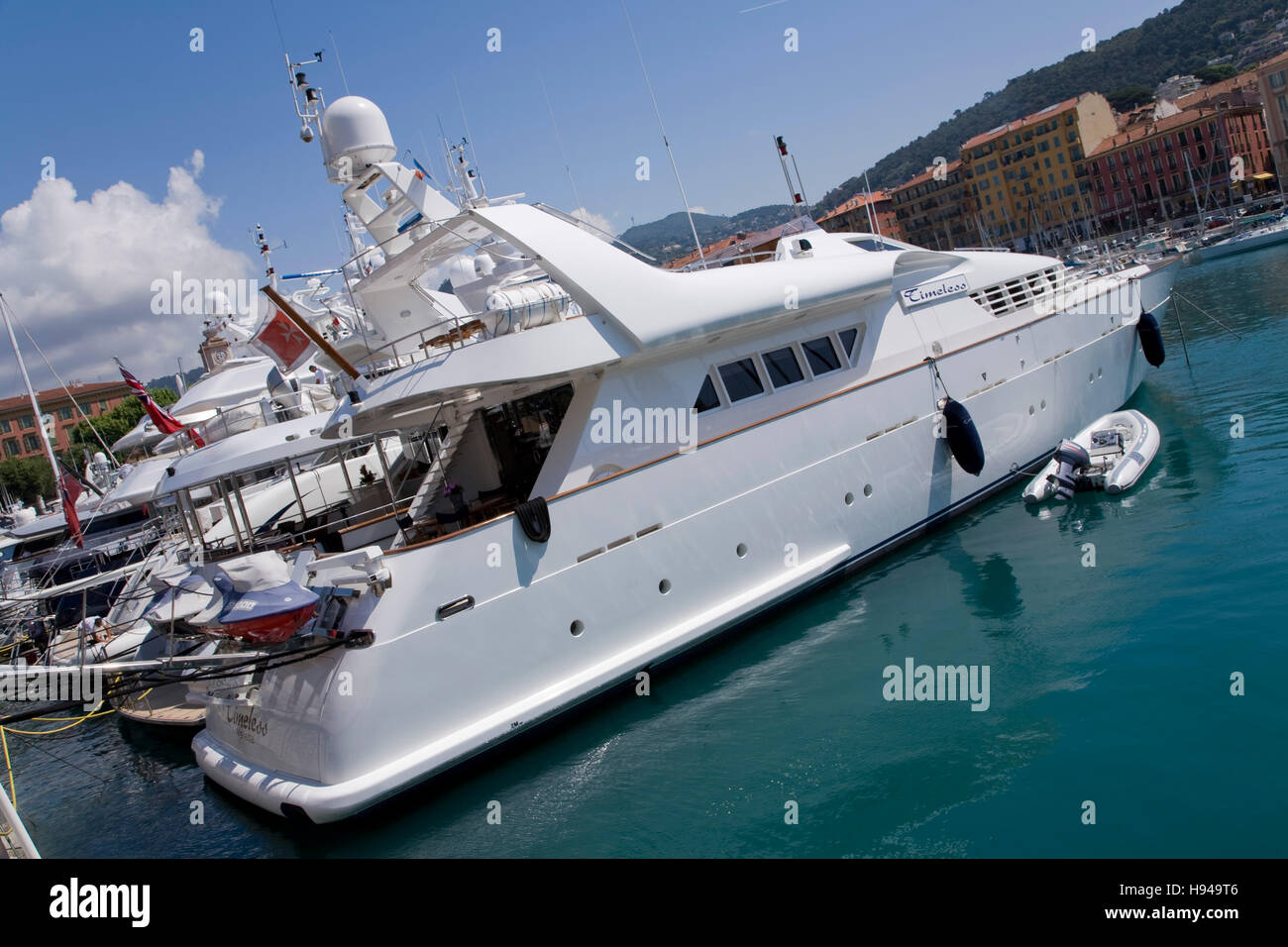 Motor yacht in the harbor, luxury yachts, Nice, Cote d'Azur, France ...