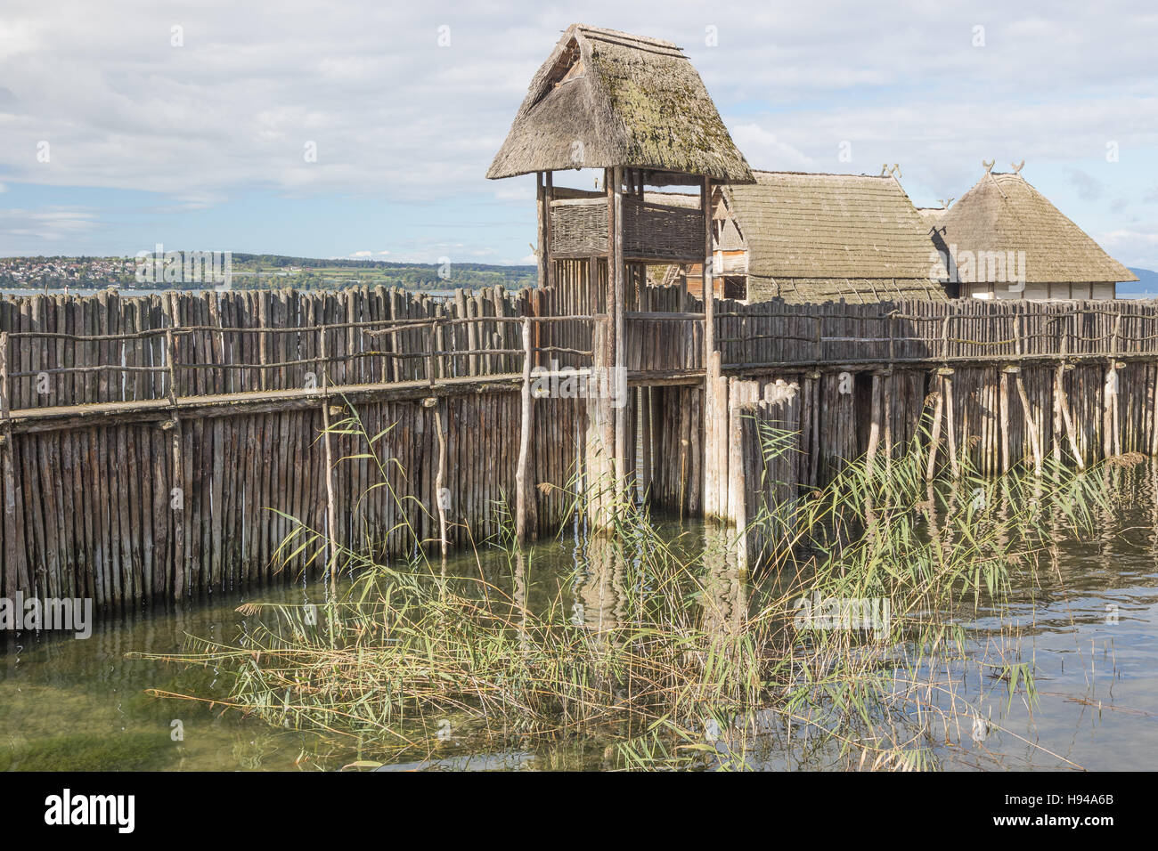 Watchtower on a wooden dam Stock Photo - Alamy