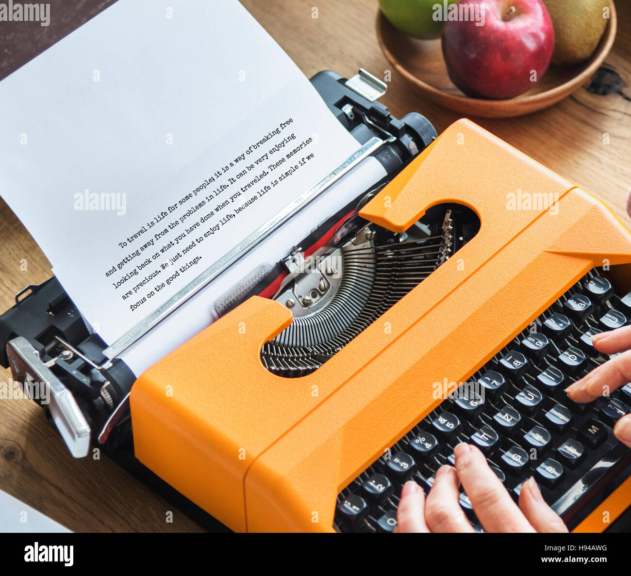 Senior Man Typing Typewriter Vintage Style Concept Stock Photo - Alamy
