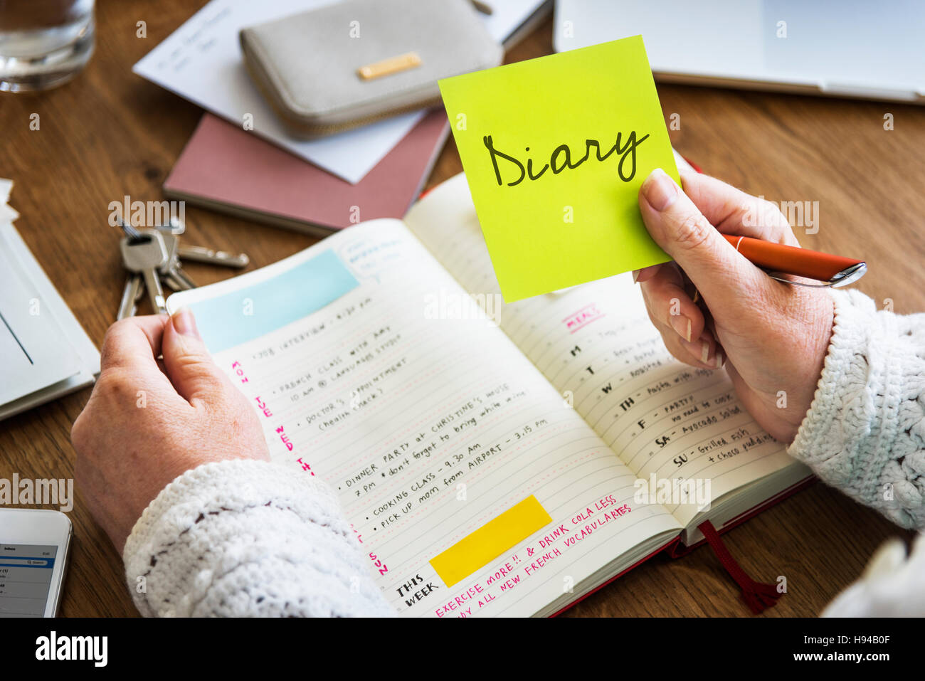 Diary Write Planner Agenda Concept Stock Photo - Alamy
