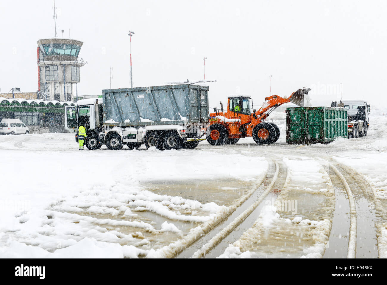 Lugano Agno, Switzerland - 5 March 2016 - workers who clean the airport ...