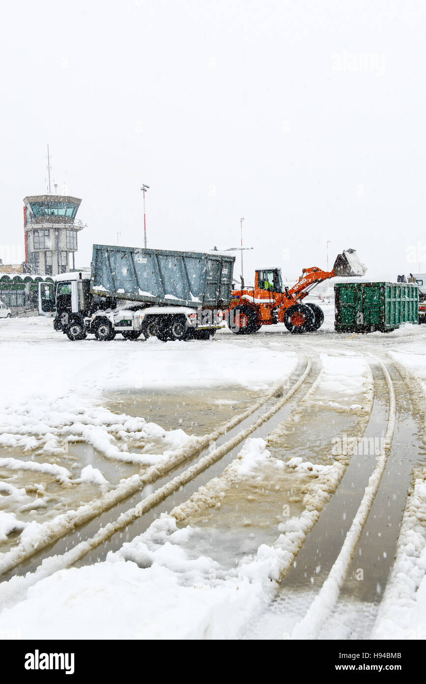 Lugano Agno, Switzerland - 5 March 2016 - workers who clean the airport ...