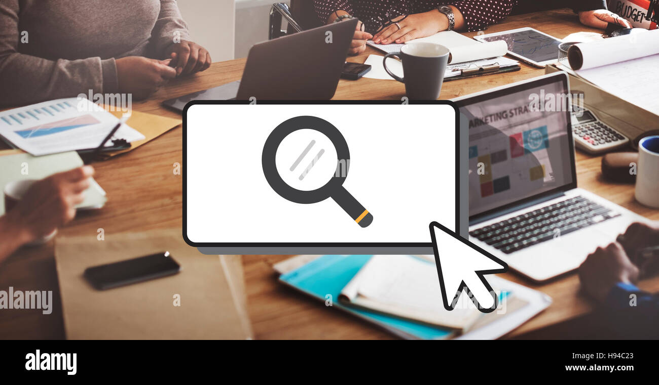 Searching Cursor Magnifying Glass Looking Concept Stock Photo - Alamy