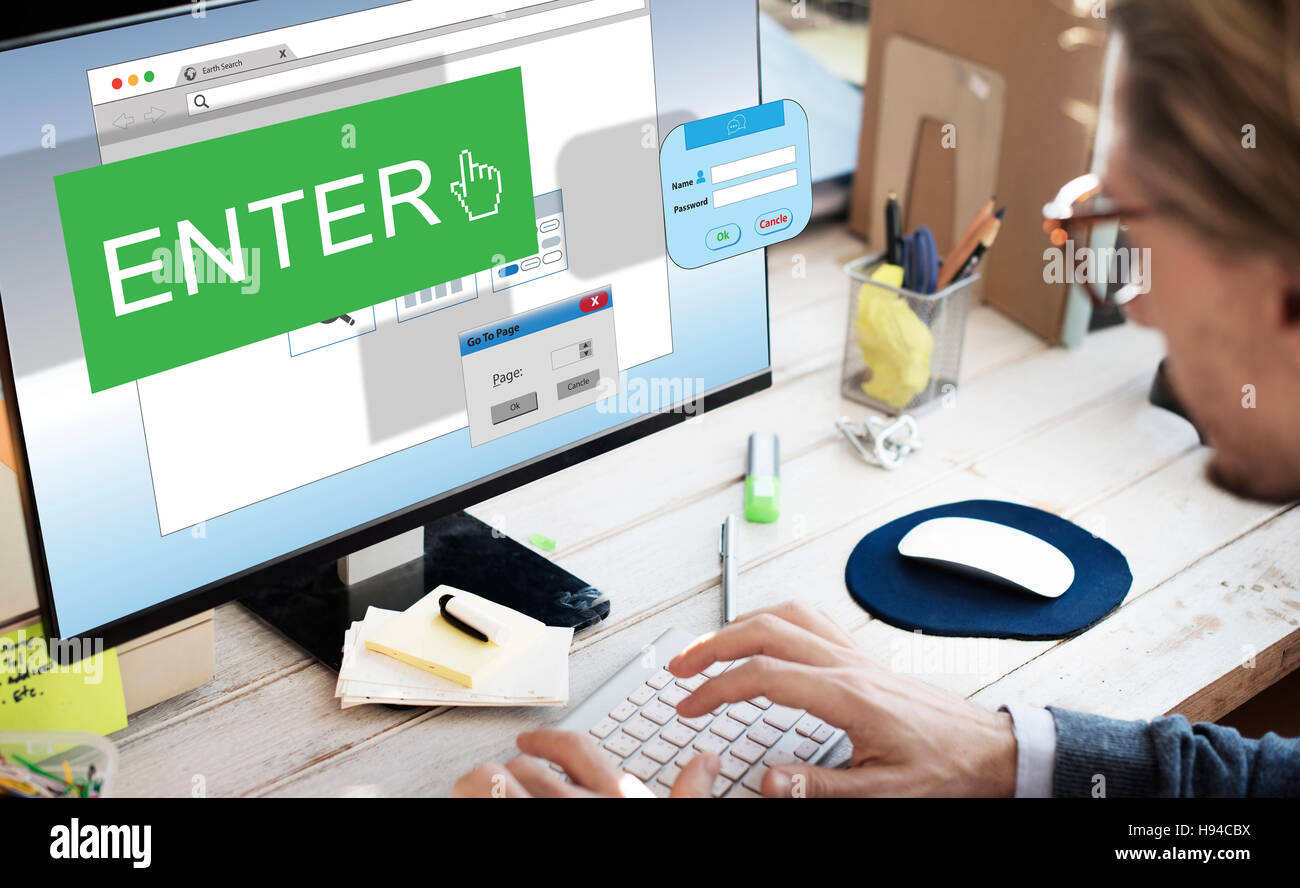 Enter Button Display Identification Operating Concept Stock Photo - Alamy