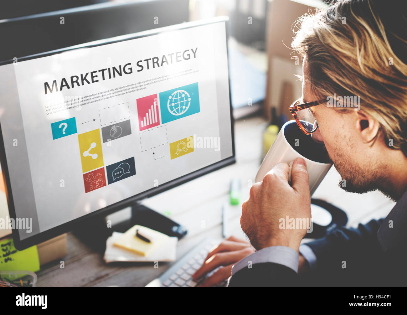 Businessman Thinking Planning Working Marketing Strategy Concept Stock ...