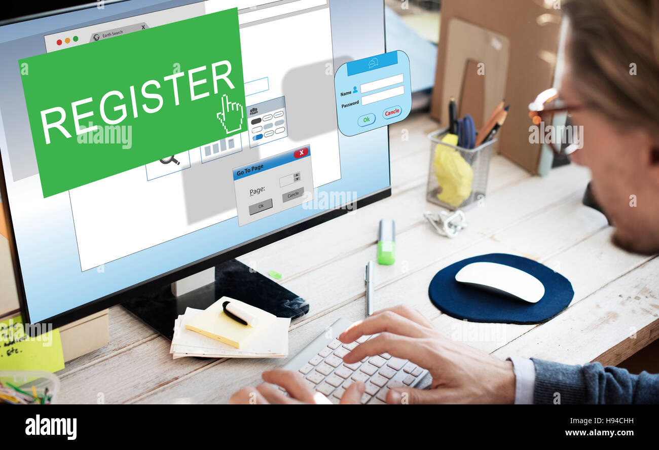 Register Enter Apply List Subscribe Application Concept Stock Photo - Alamy