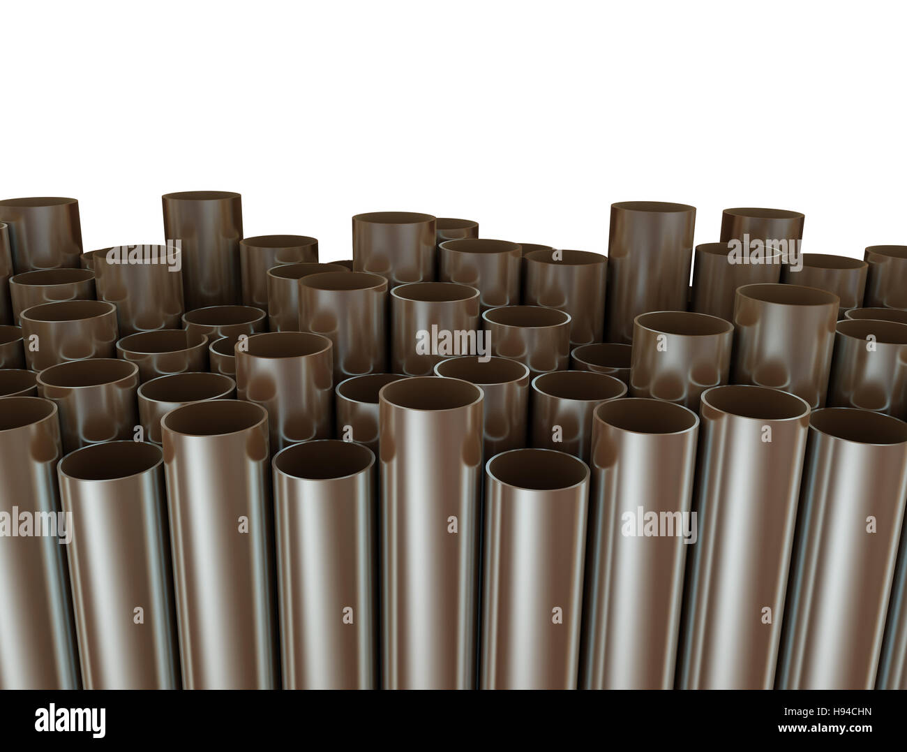 Iron metal tubes isolated on white background Stock Photo - Alamy