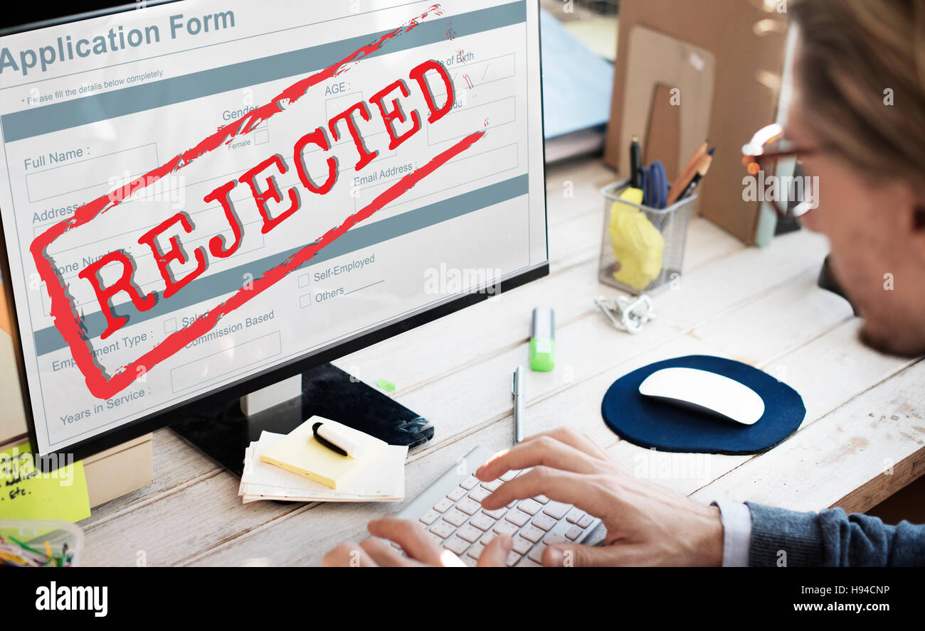 Rejected Declined Negative Document Form Concept Stock Photo - Alamy