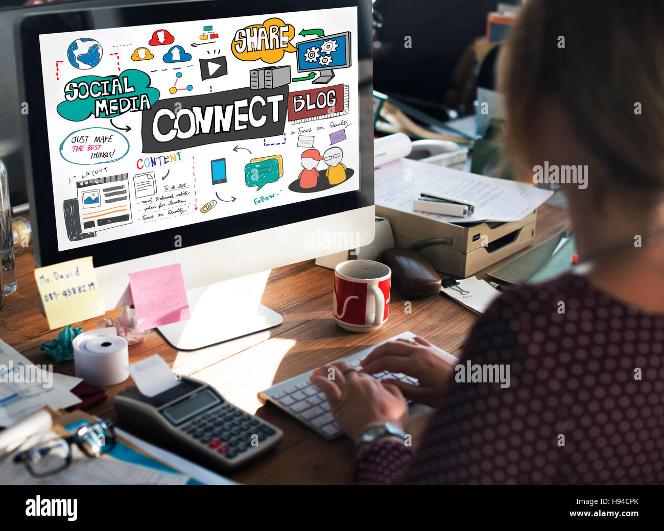 Connect Social Media Social Networking Online Concept Stock Photo - Alamy