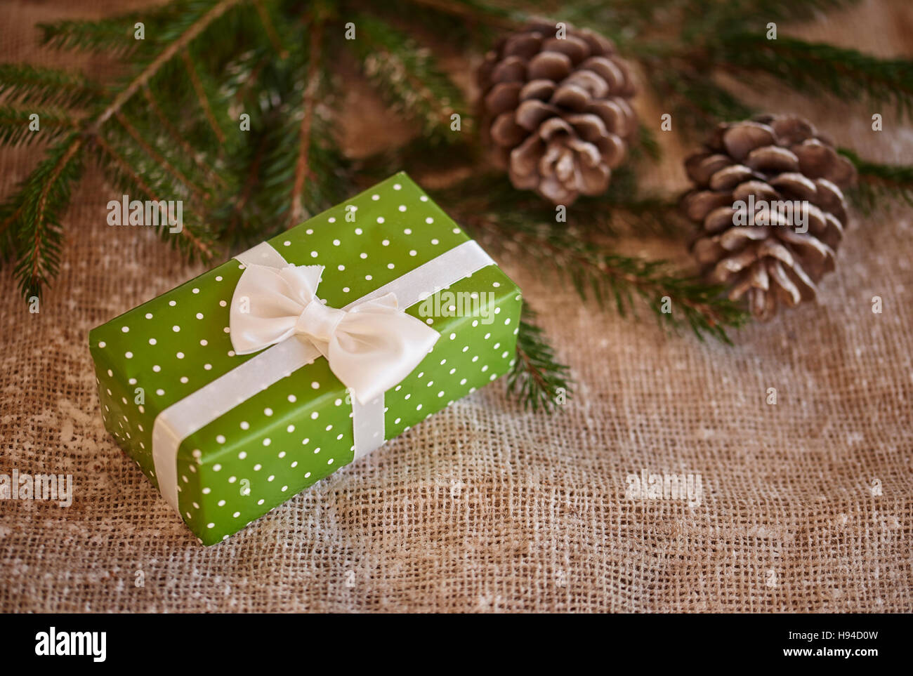 Shot of wrapped Christmas gift Stock Photo - Alamy