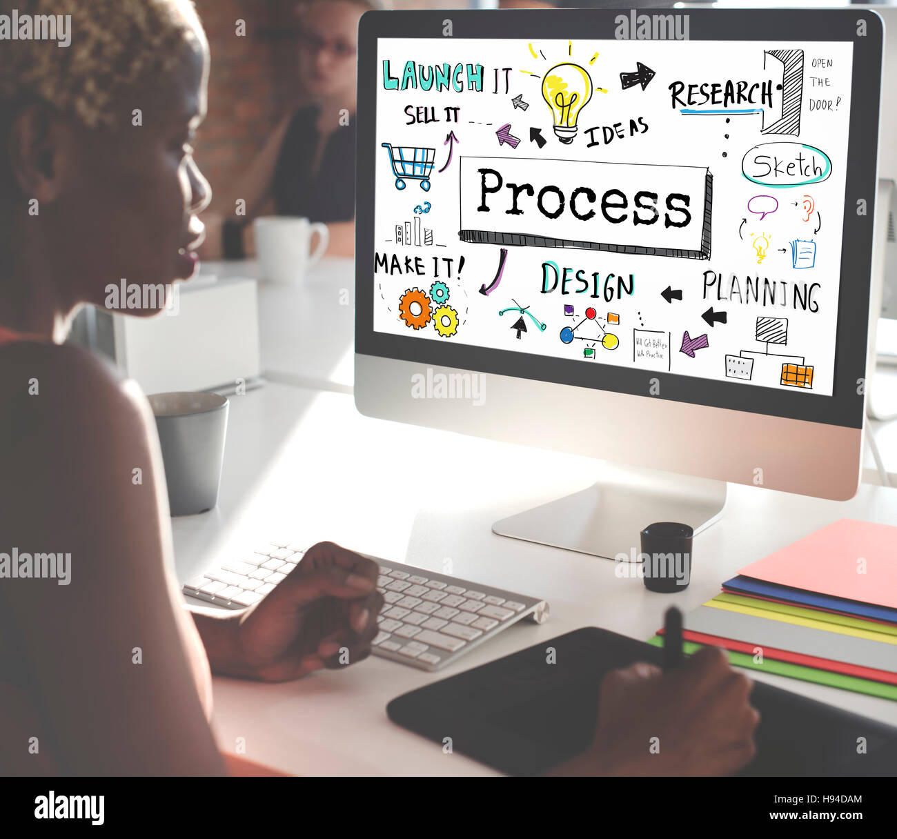 Process Research Sketch Planning Design Graphic Concept Stock Photo - Alamy