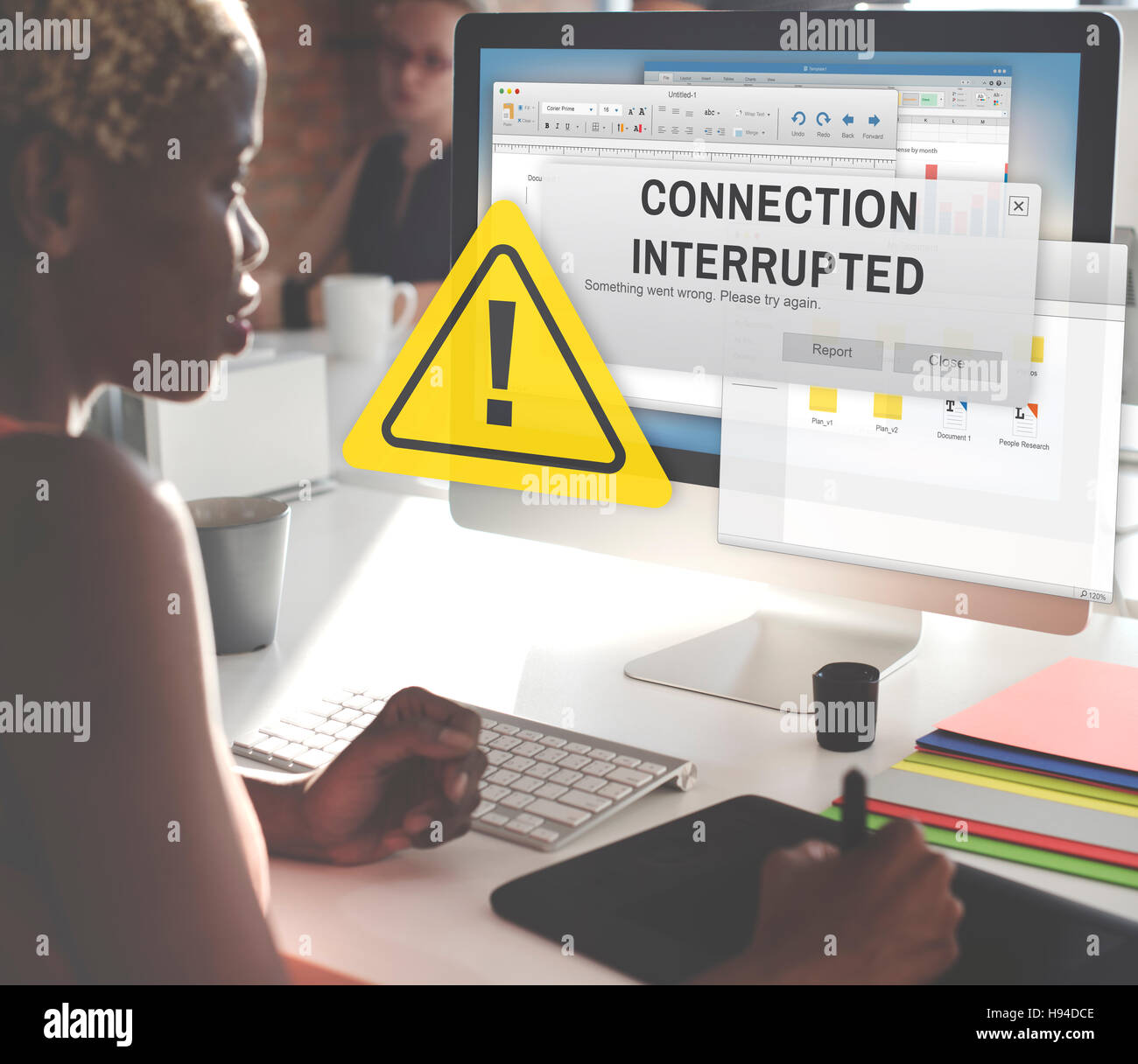 Attention Alert Connection Interrupted Warning Concept Stock Photo - Alamy