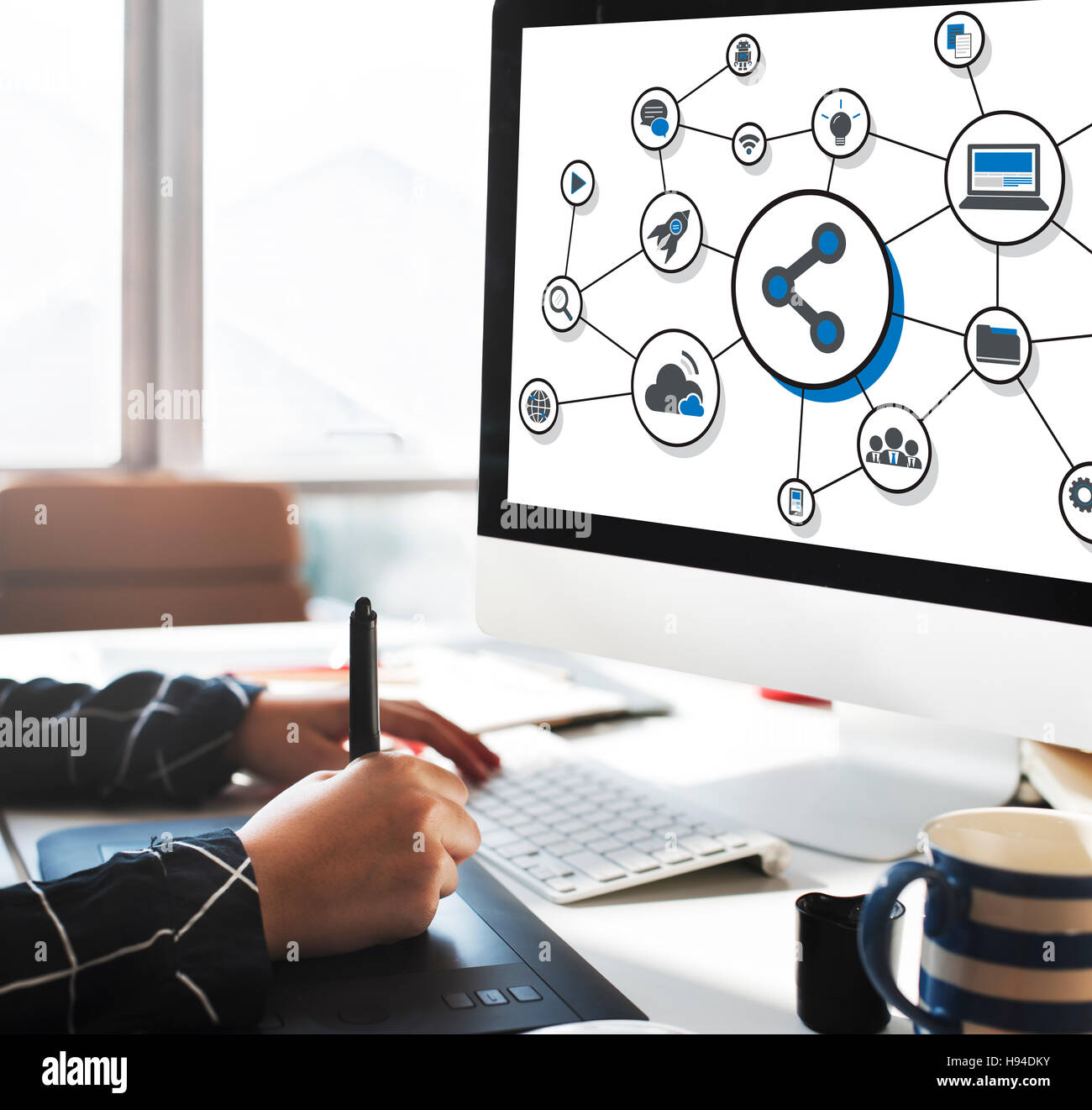 Technology Digital Share Media Link Concept Stock Photo - Alamy