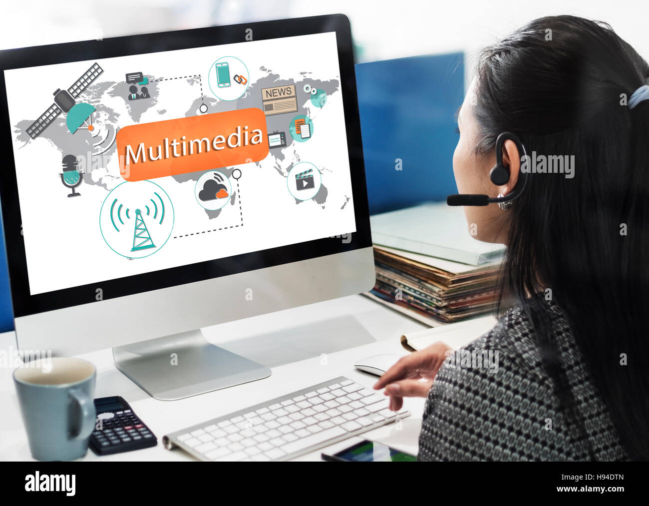 Multimedia Communication Audio Animation Concept Stock Photo - Alamy