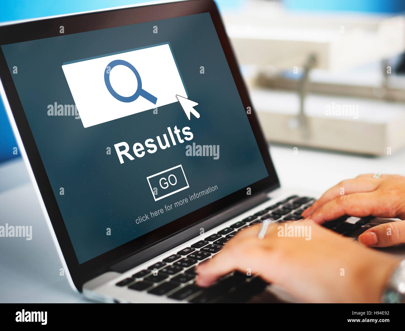 Results Information Homepage Evaluation Search Concept Stock Photo - Alamy