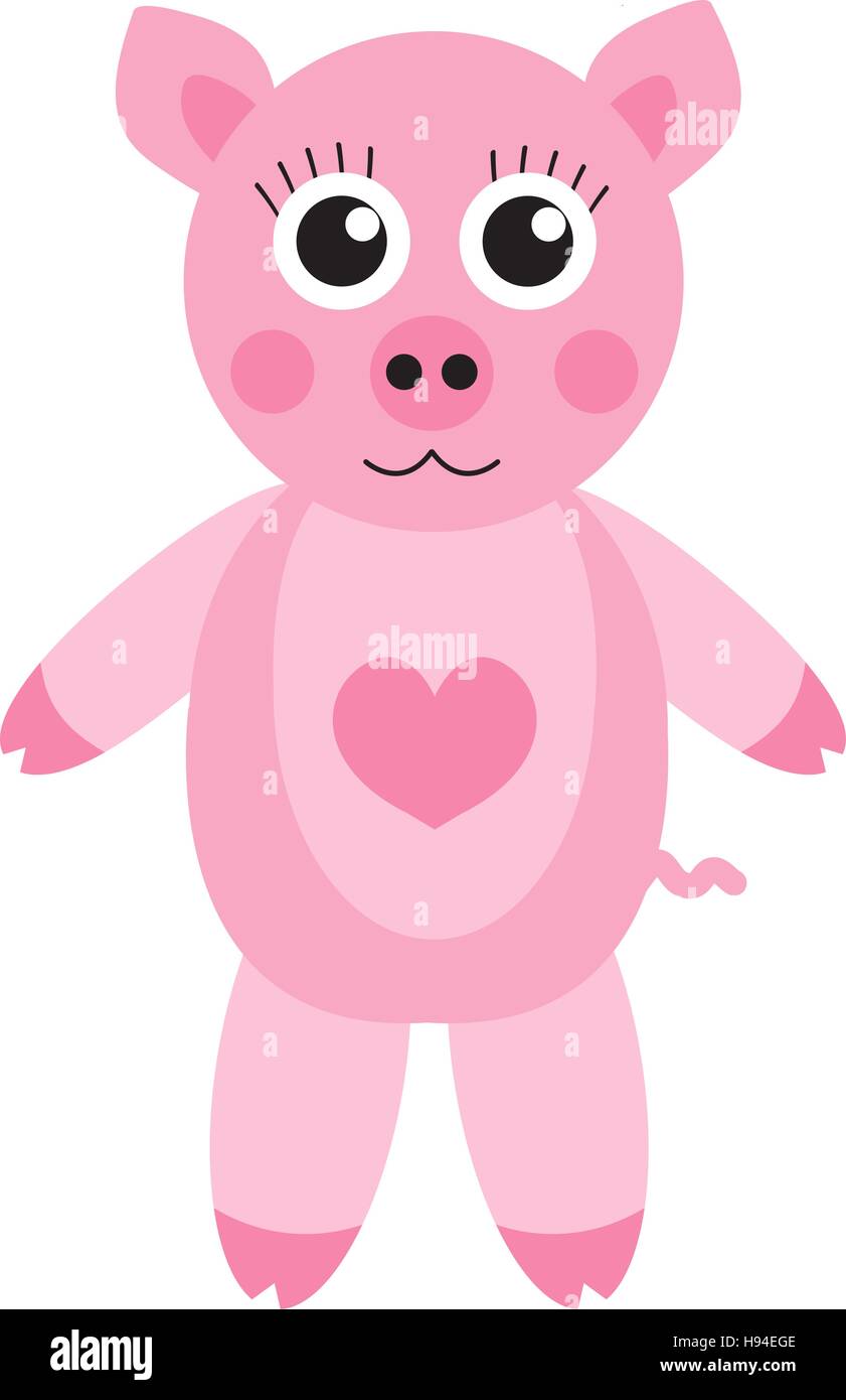 Cute cartoon pig character. Children s toy pig on a white background ...